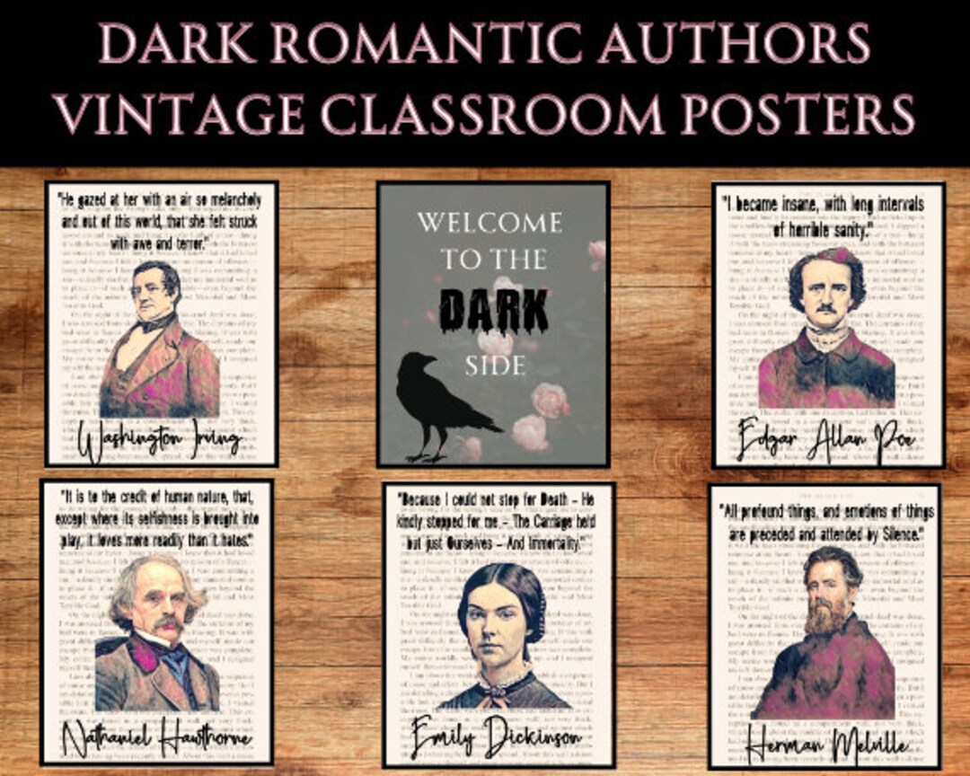 VINTAGE Dark Romantic Authors Quote Posters | American Literature High ...