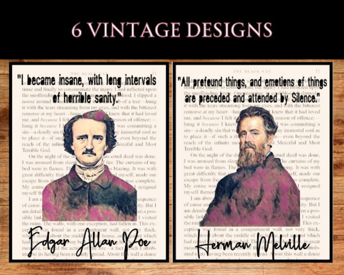 VINTAGE Dark Romantic Authors Quote Posters | American Literature High ...