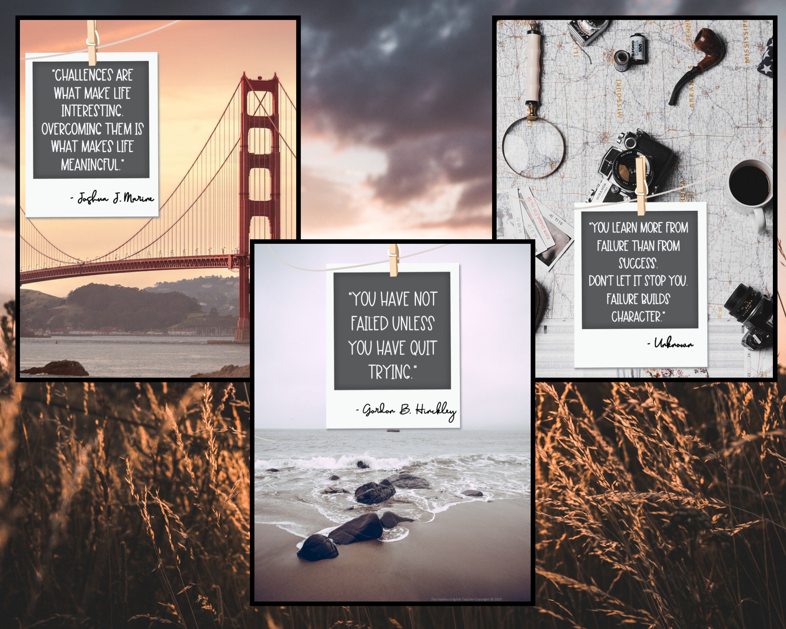 Growth Mindset Poster Set of 20 | Travel and Adventure Themed Bulletin ...