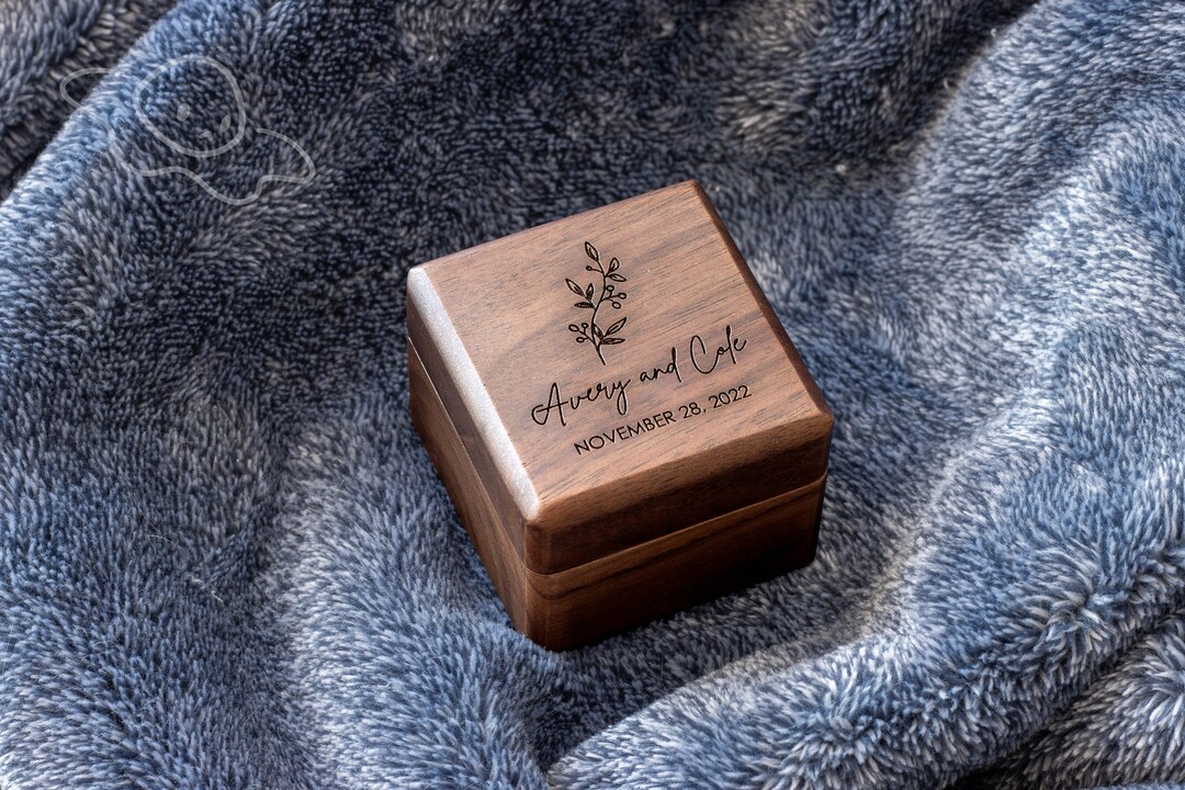Triple Flip Ring Box, Custom Wedding Ring Box, Engraved Ring Bearer Box ...