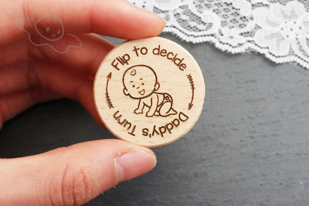 New Parents Decision Flip Coin, Custom Wooden Fun Coin, Decision Making ...