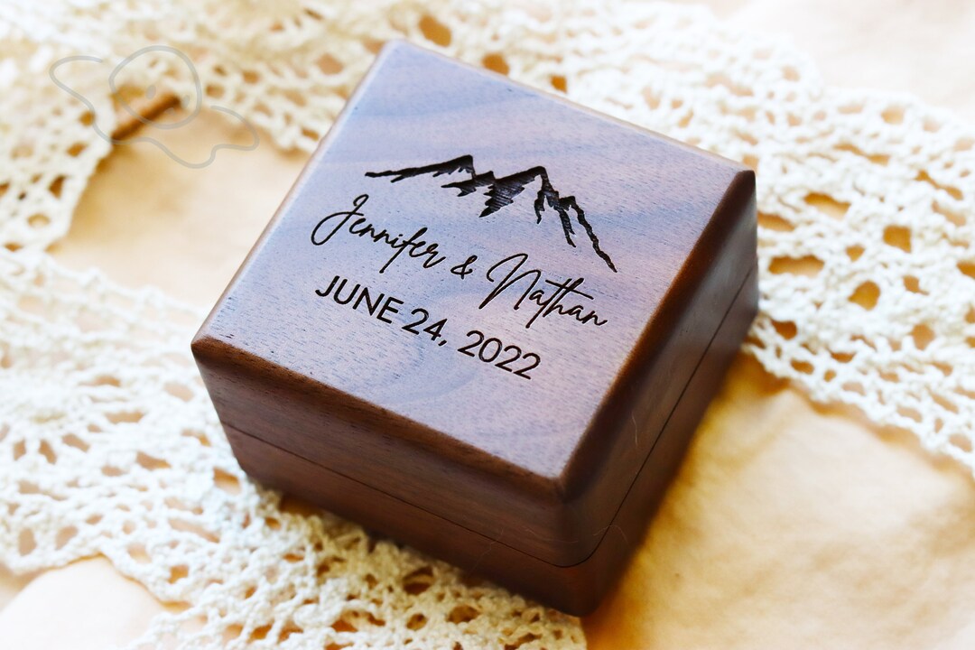 Personalized Double Ring Box/custom Wedding Ring Box/engraved Wood Ring ...