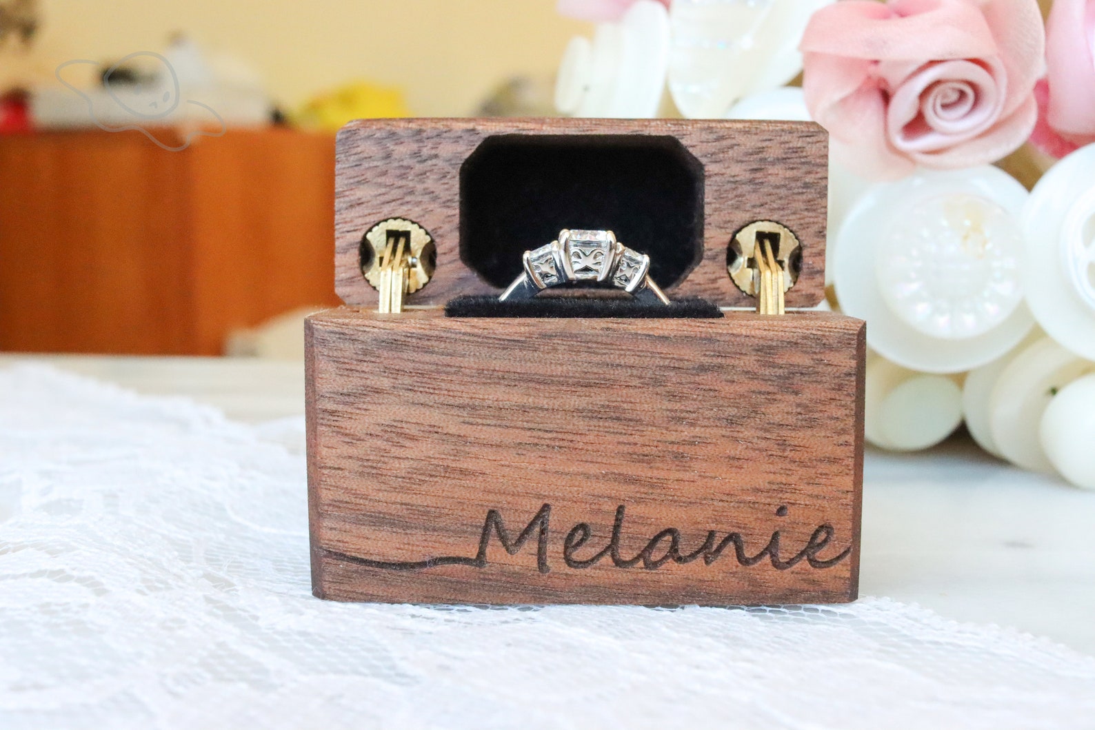 Personalized Slim Engagement Ring Box Wedding Ring Box - Etsy