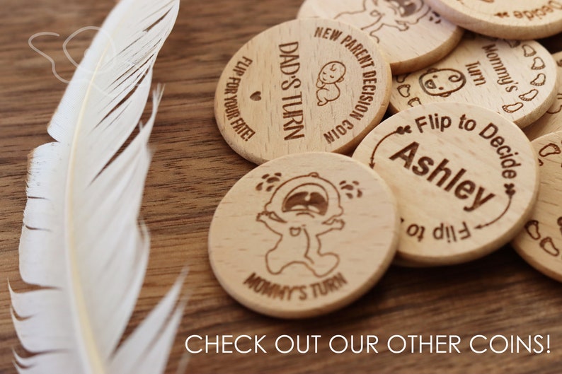 New Parents Decision Flip Coin, Custom Wooden Fun Coin, Decision Making ...