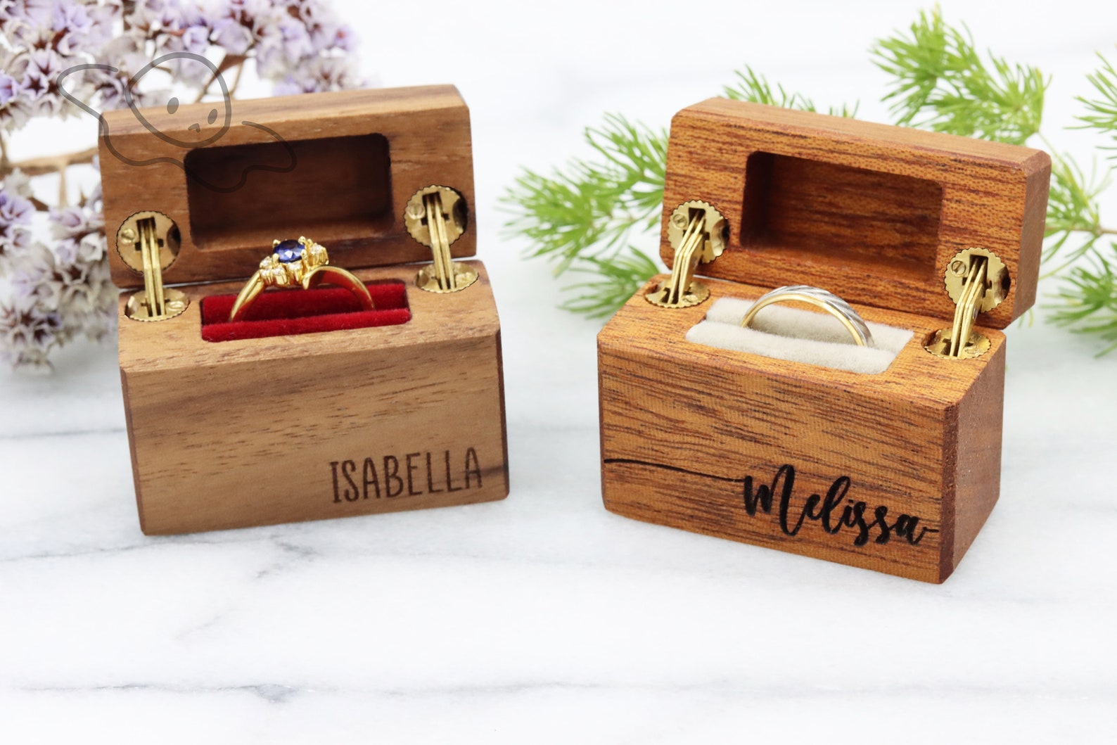Personalized Slim Engagement Ring Box Wedding Ring Box | Etsy