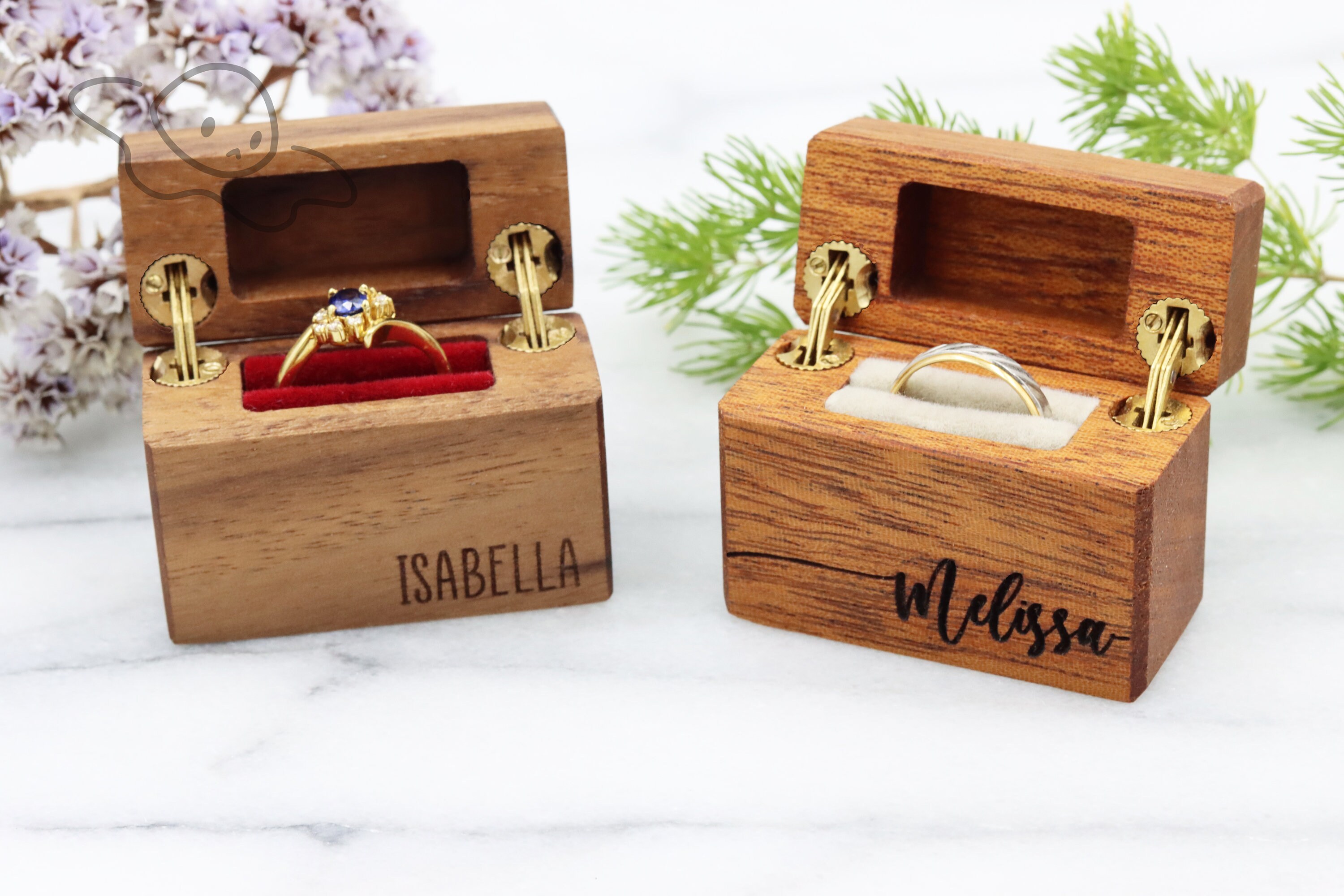 Personalized Slim Engagement Ring Box Wedding Ring Box | Etsy