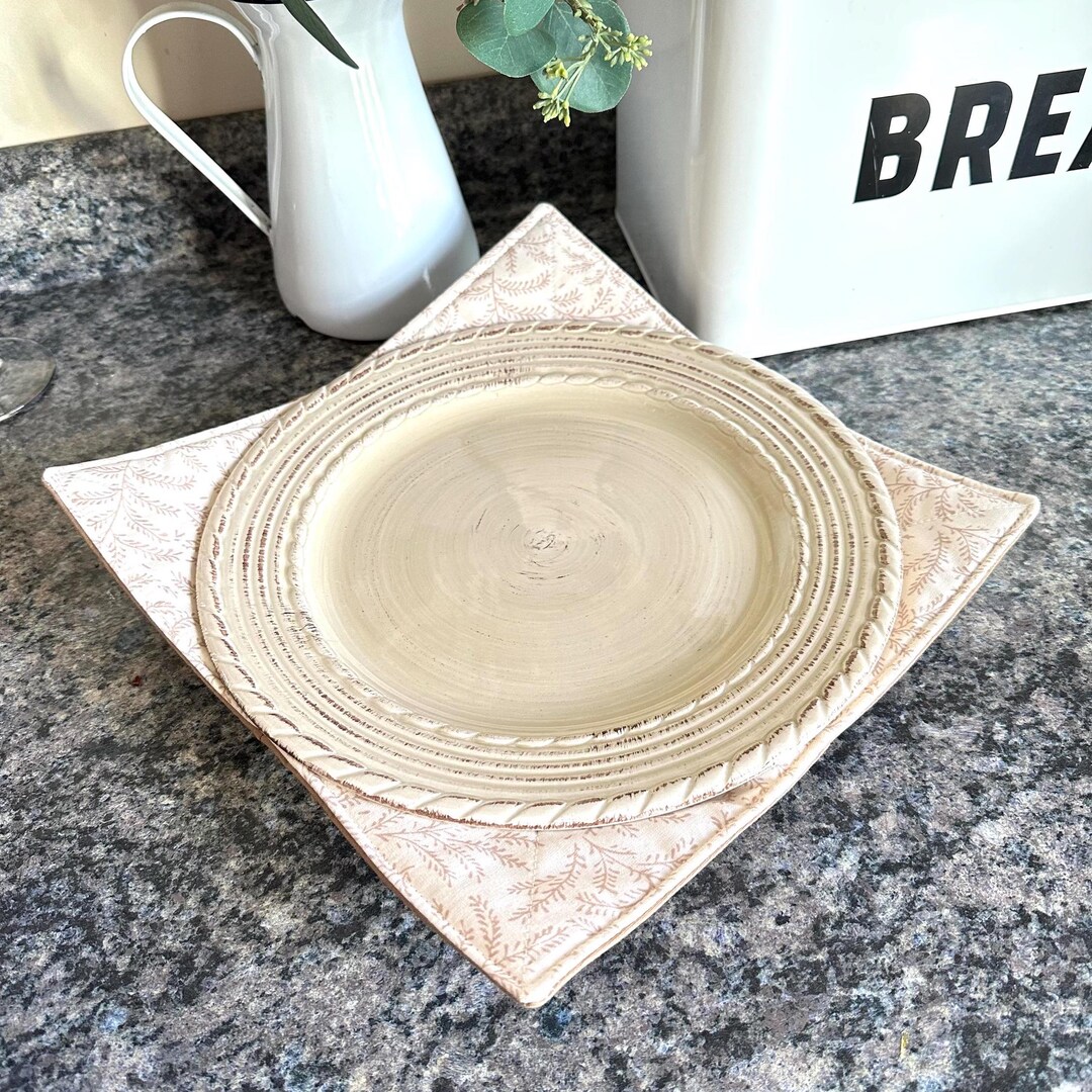 Neutral Microwave Plate Cozy, Hot Plate Cozies, Neutral Decor, Tan and ...