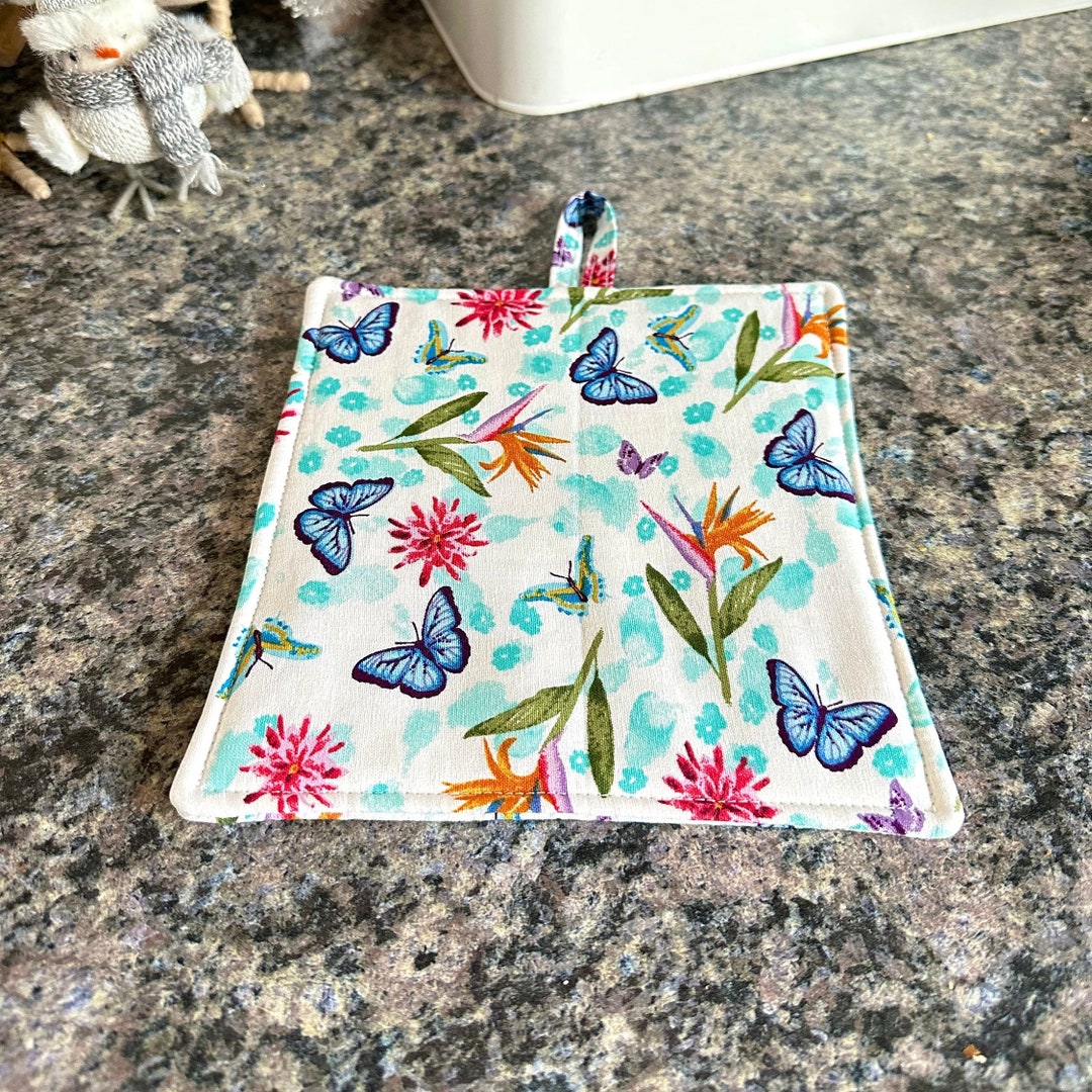 Butterfly and Flowers Potholder, Butterfly Potholder, Butterfly Hot Pad ...