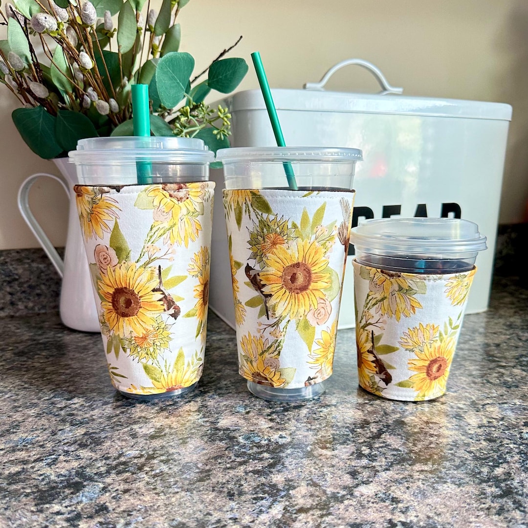 Sunflower Reusable Beverage Sleeve, Hot and Cold Beverage Sleeve, Cold ...