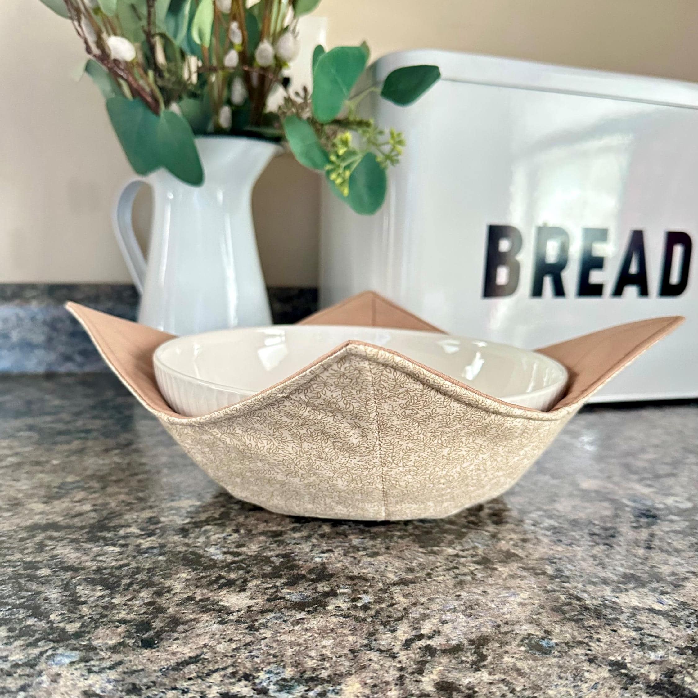 Neutral Floral Microwave Safe Bowl Cozy, Cozy for Hot Bowls, Neutral ...