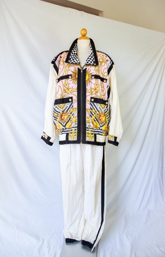 1990s Italian Luxury Print Nylon Track Jacket and Pan… - Gem