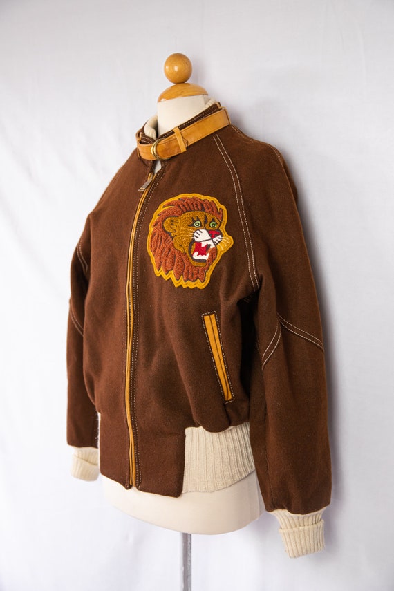 1960s Stuart Nelson brown varsity bomber jacket / lio… - Gem