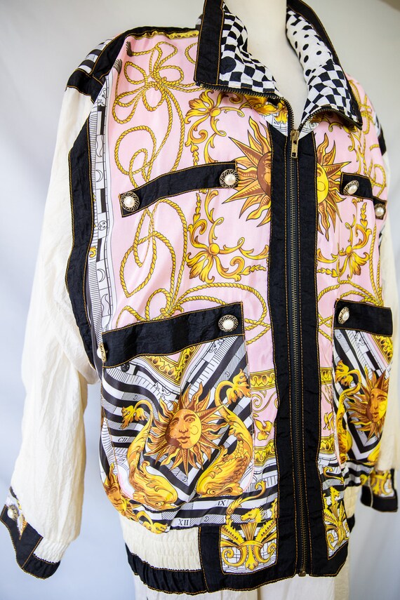 1990s Italian Luxury Print Nylon Track Jacket and Pan… - Gem