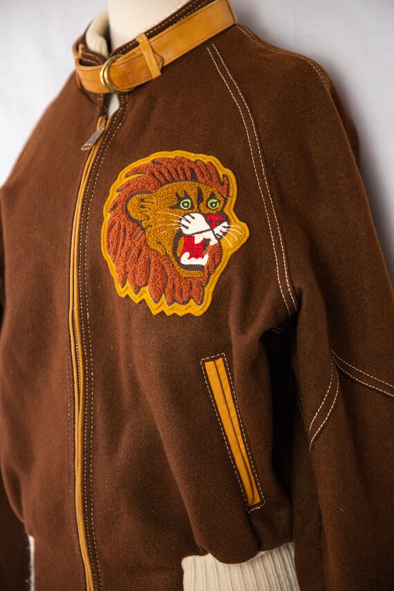 1960s Stuart Nelson brown varsity bomber jacket / lio… - Gem