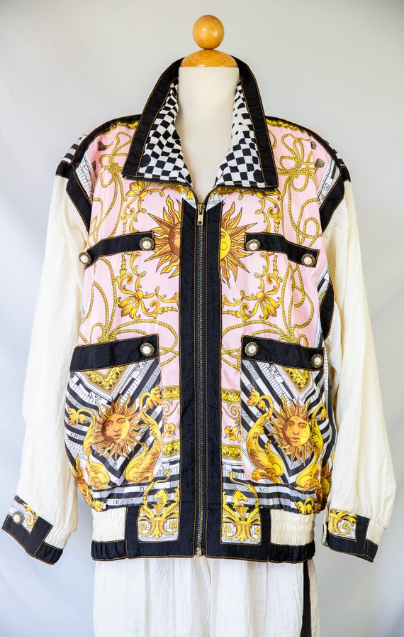 1990s Italian Luxury Print Nylon Track Jacket and Pan… - Gem
