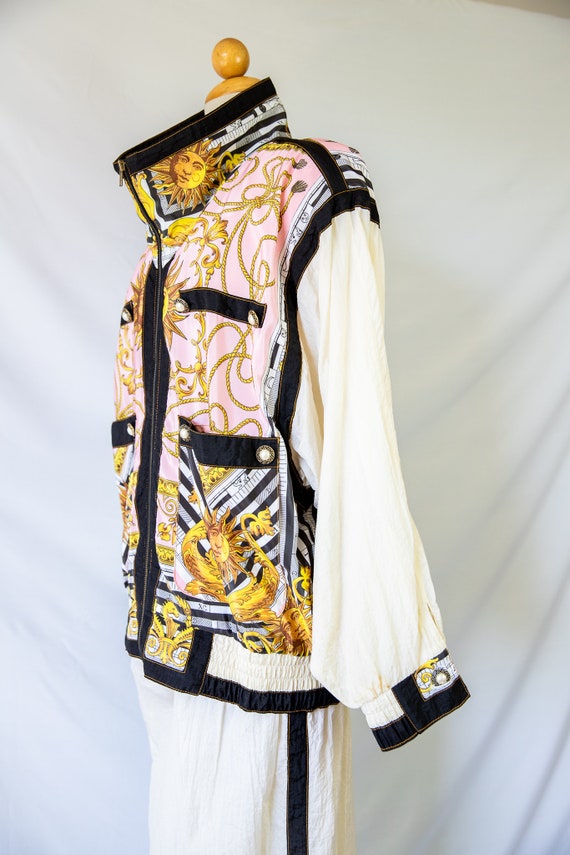 1990s Italian Luxury Print Nylon Track Jacket and Pan… - Gem