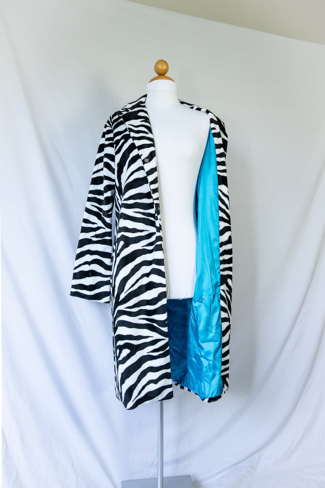 Late 80s Early 90s Zebra Print Plush Car Coat With Aqua Lining - Etsy