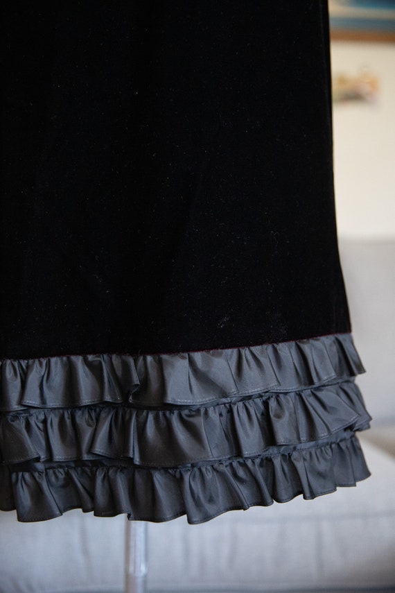 1990s Maggy London Velvet Ruffle Party Dress - Gem