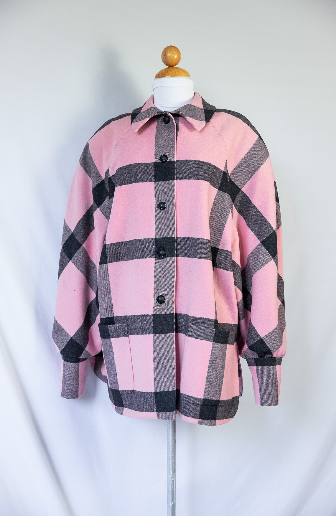 1990s Pink Black Window Pane Plaid David Hayes Wool Shacket - Etsy