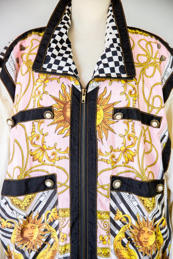 1990s Italian Luxury Print Nylon Track Jacket and Pan… - Gem