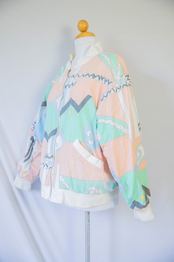 1990s New Wave JAG Pastel Bomber Jacket / Reversible - Gem