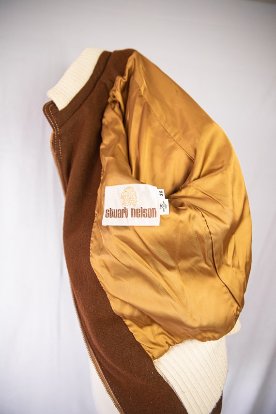 1960s Stuart Nelson brown varsity bomber jacket / lio… - Gem