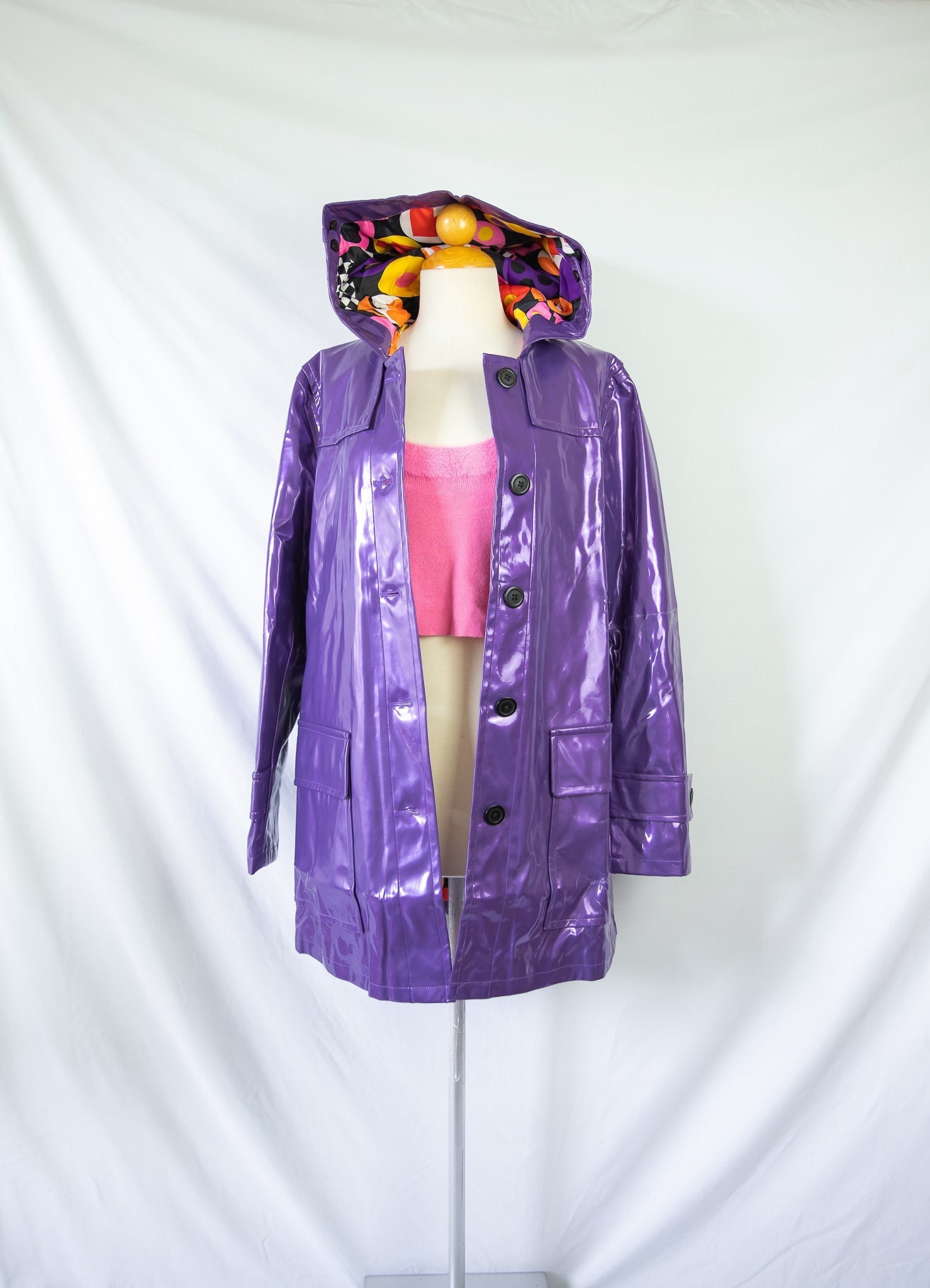 Vintage 80s/90s Bob Mackie Purple Raincoat W/ Retro Print Lining / NWT ...