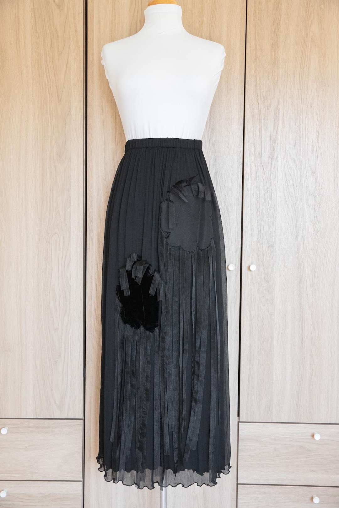 2000s ISCHIKO Silk and Mixed Fabric Midi Skirt - Etsy