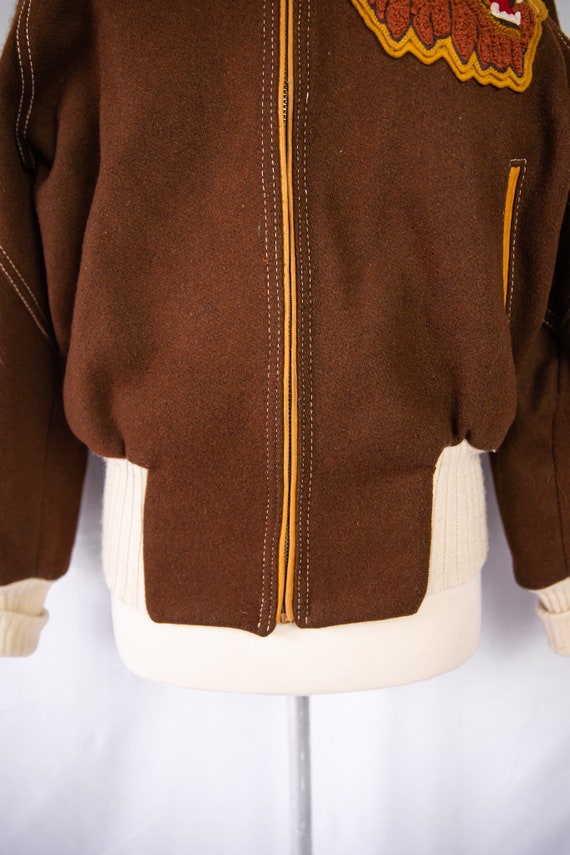 1960s Stuart Nelson brown varsity bomber jacket / lio… - Gem