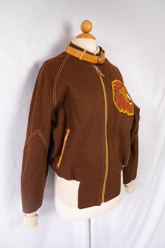 1960s Stuart Nelson brown varsity bomber jacket / lio… - Gem