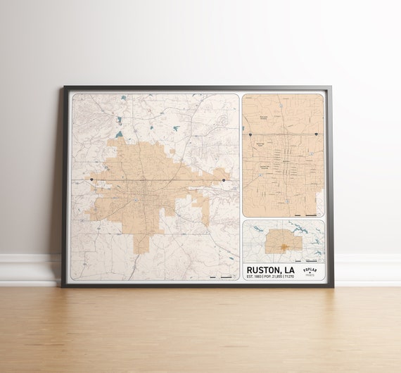 Ruston Louisiana Map City Map Print on Museum Quality Matte - Etsy