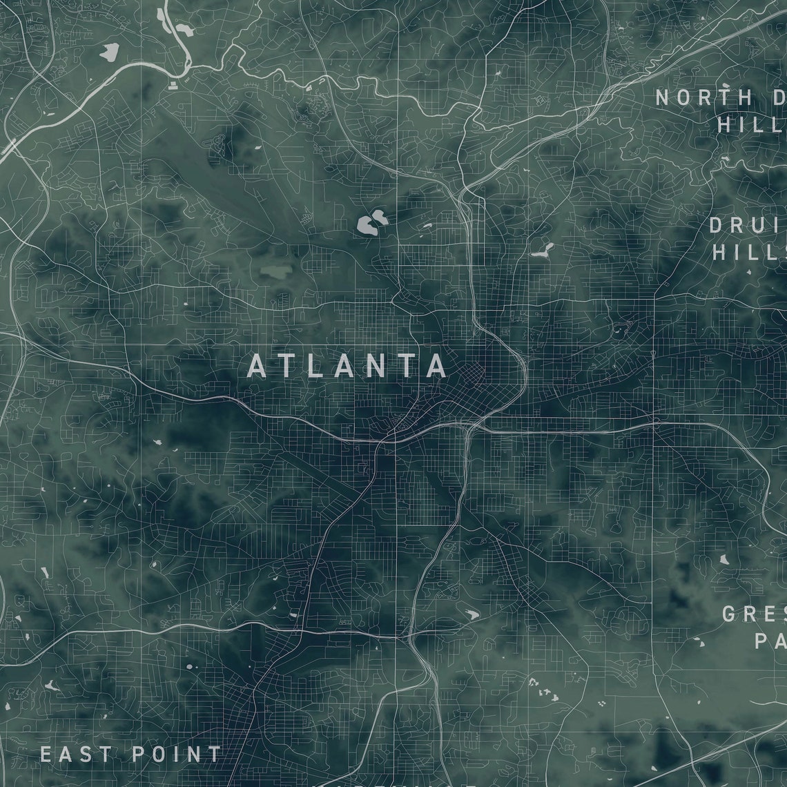 Atlanta, Georgia Topographic Map - Etsy