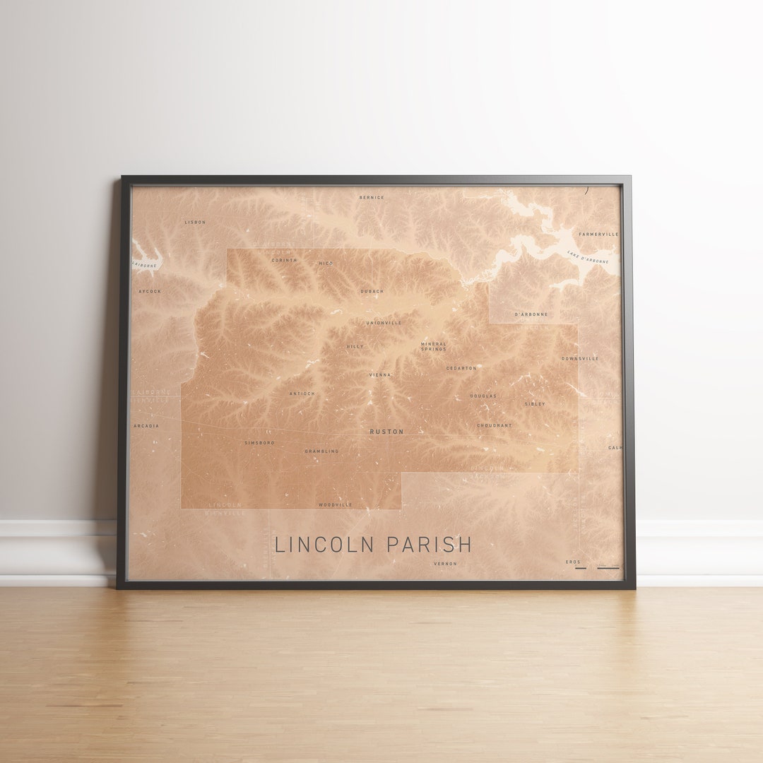 Lincoln Parish Topographic Map - Etsy