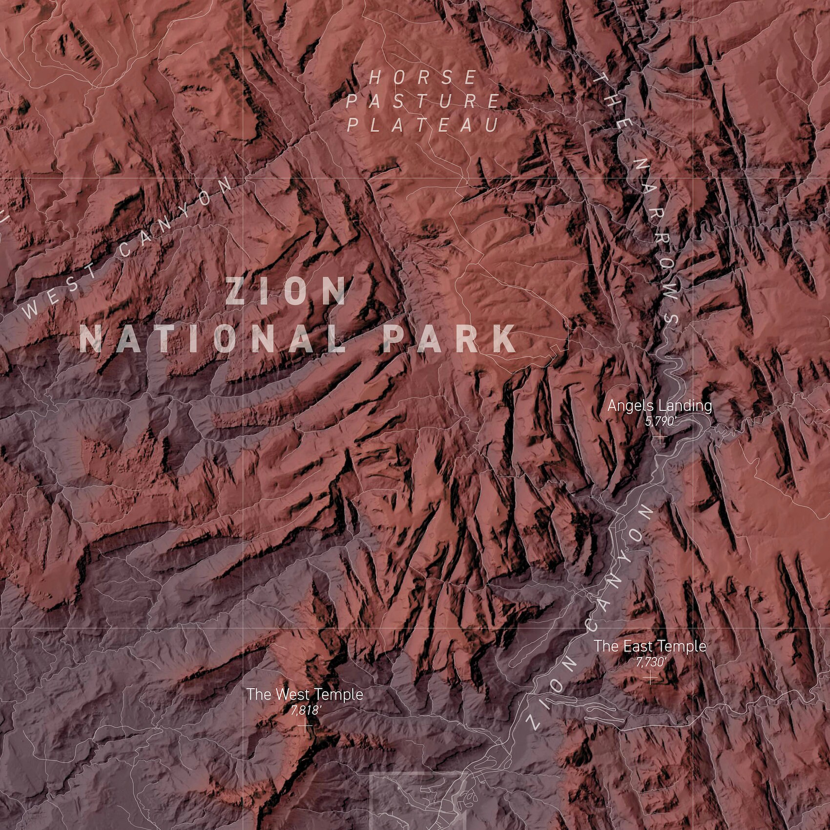 Zion National Park Topographic Map - Etsy