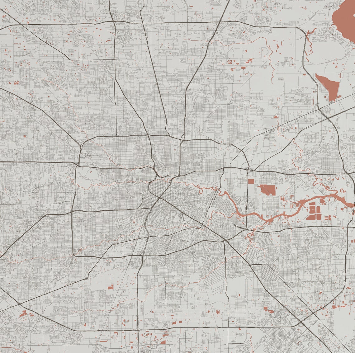 Mapa a escala de la ciudad de Houston, Texas - Etsy México