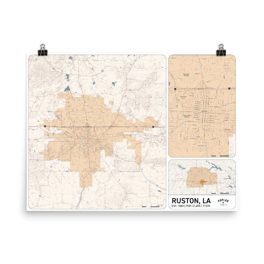 Ruston, Louisiana Map City Map Print on Museum Quality Matte Paper - Etsy