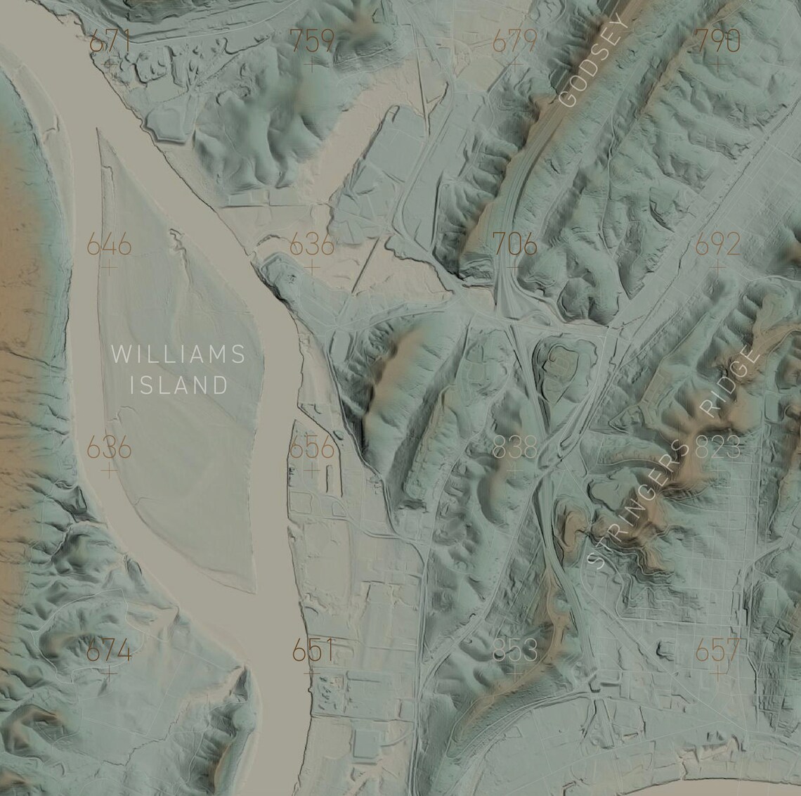 Chattanooga, TN Topographic Map - Museum Quality Matte Print - Etsy