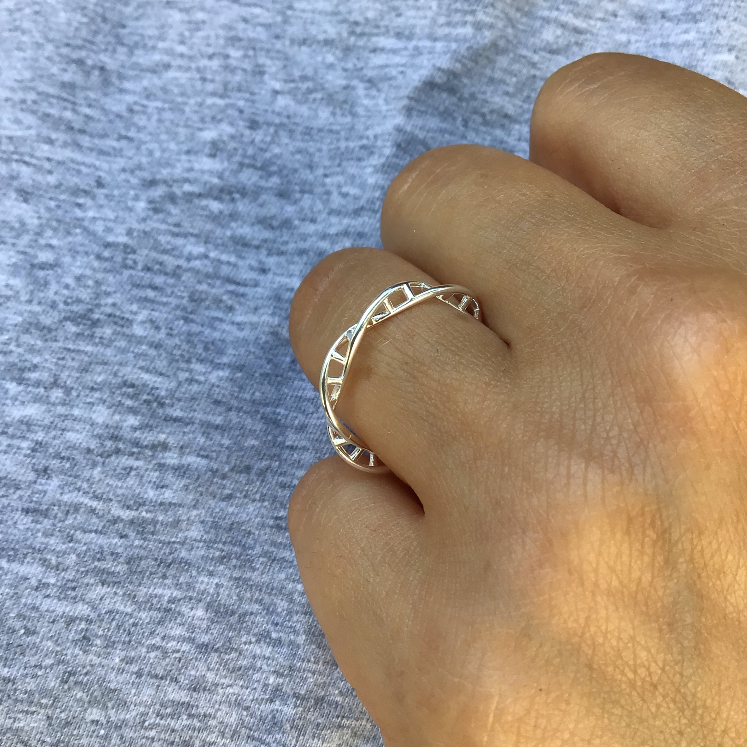 DNA Ring Sterling Silver Molecule Ring Adjustable Open | Etsy