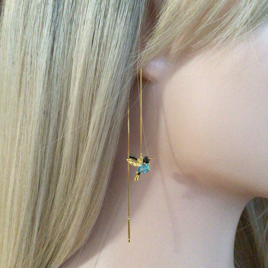 Hummingbird Threader Sterling Silver Flying Bird Threader Sideway ...