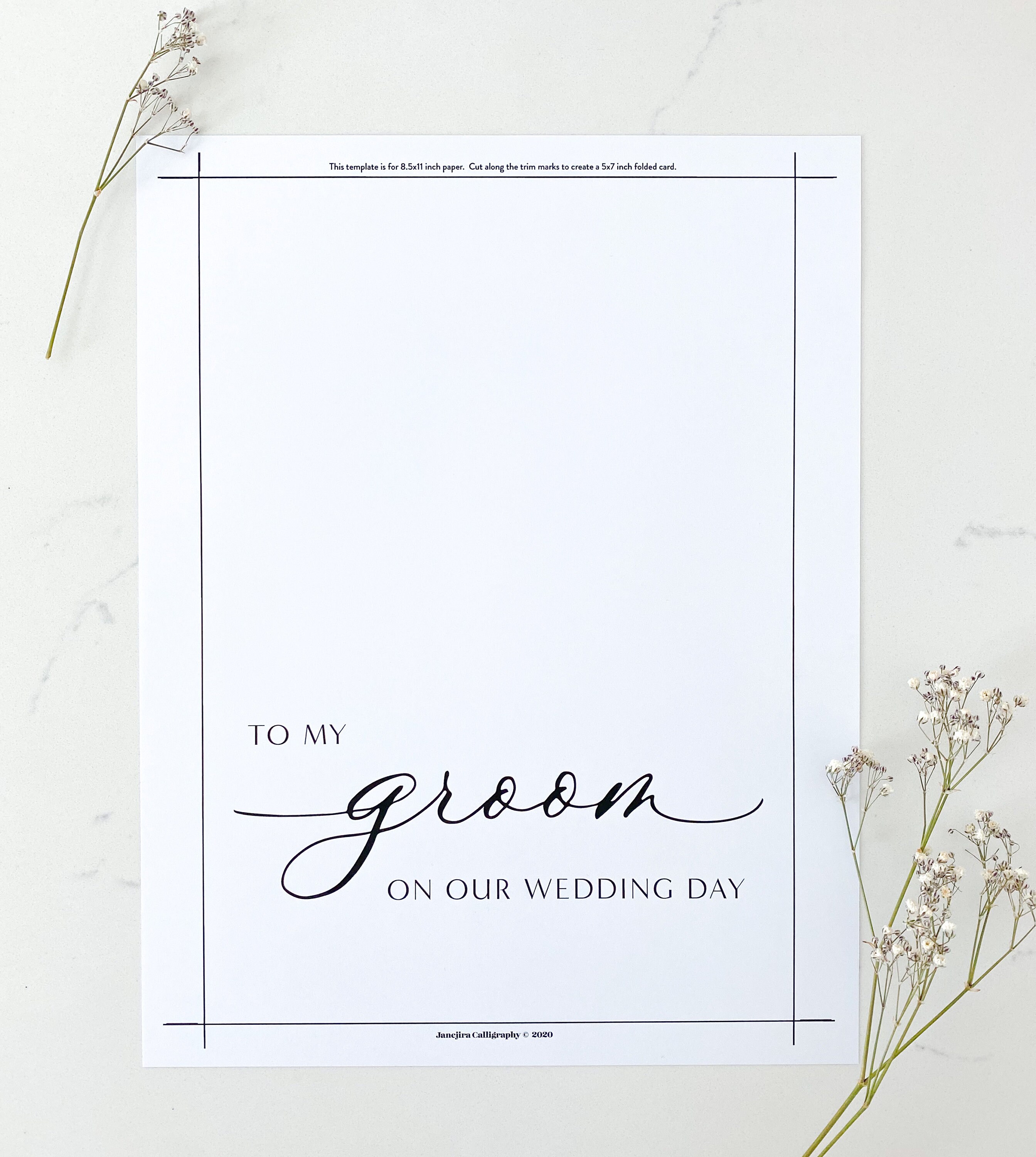 TWO Printable Cards to My Groom & to My Bride on Our Wedding Day ...
