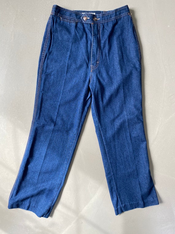 80s Vintage Bay Britches Jeans: Dark Wash Wide Leg De… - Gem
