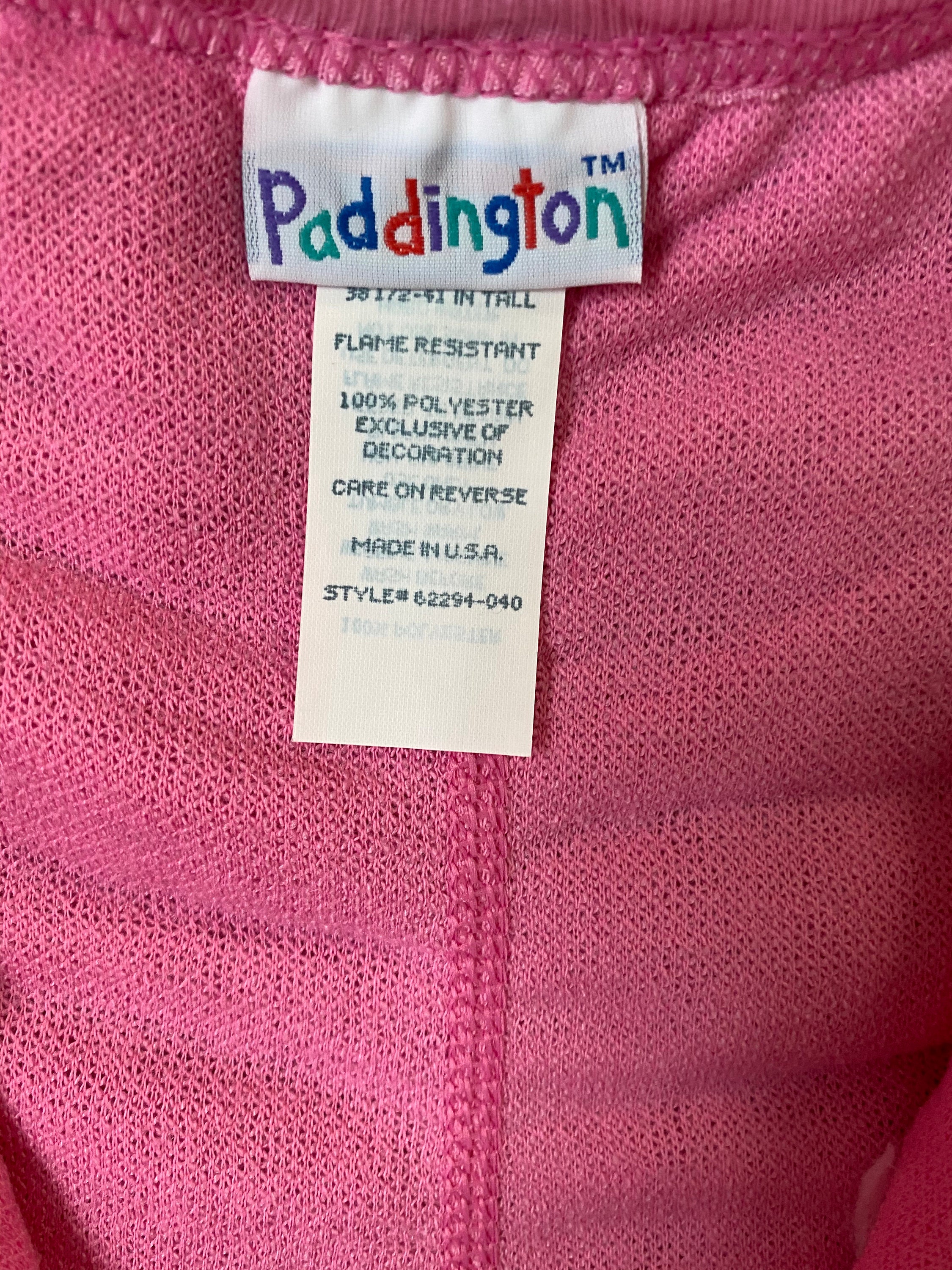 Vintage Paddington Bear Pink Onesie/toy Soft Fleece Toddler Sleeper ...