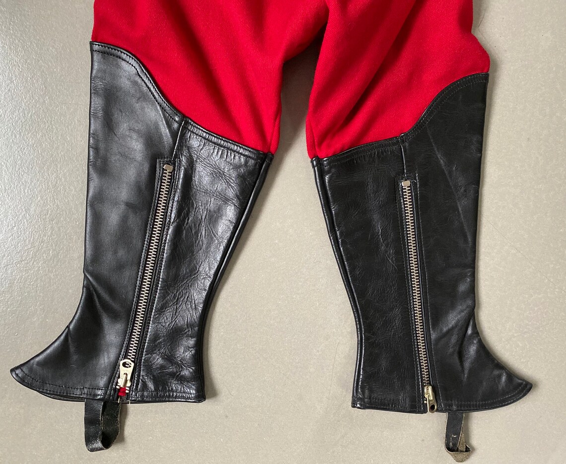 60s Vintage Red Riding Pants W/attached Leather Boot - Etsy