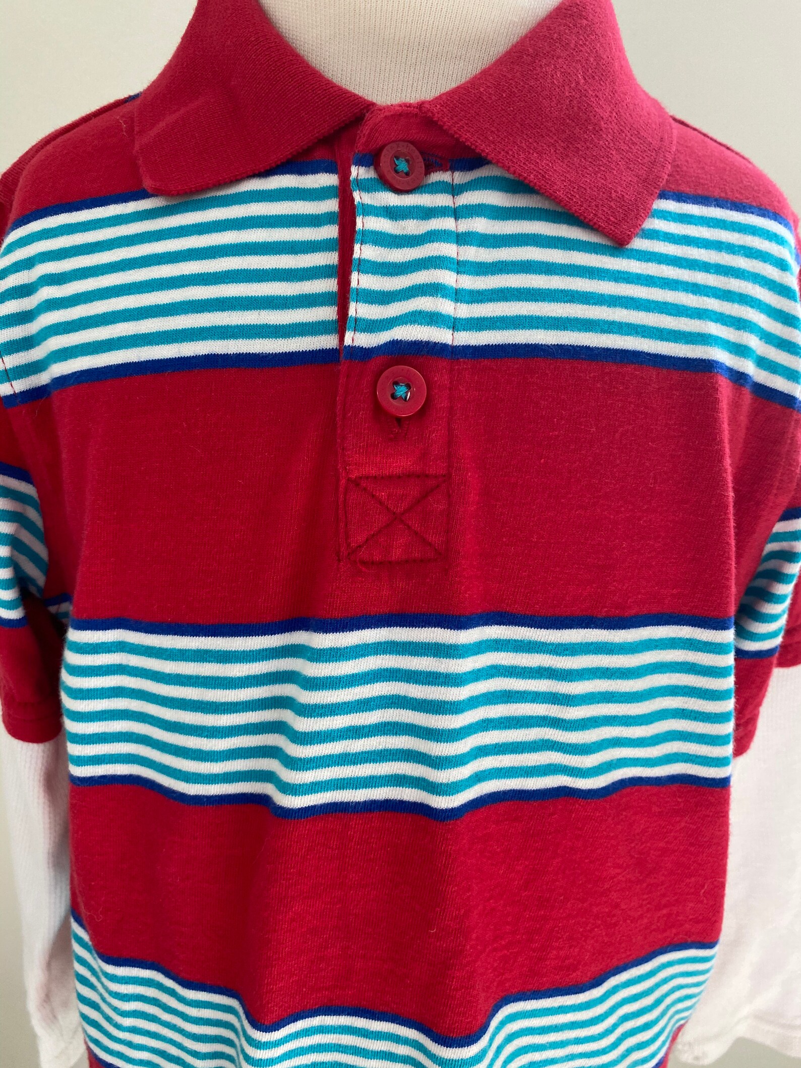 80S Vintage Toddler Health Tex Striped Shirt/80s Kids Multi Stripe ...