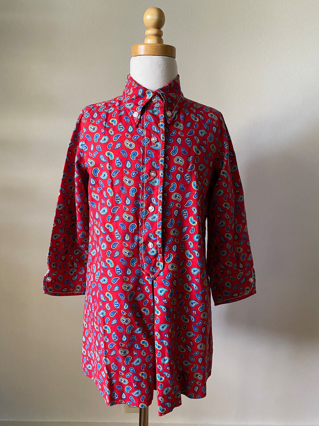 60s Vintage Kid Girls Retro Mod Red Paisley Print Dress /retro Cool ...