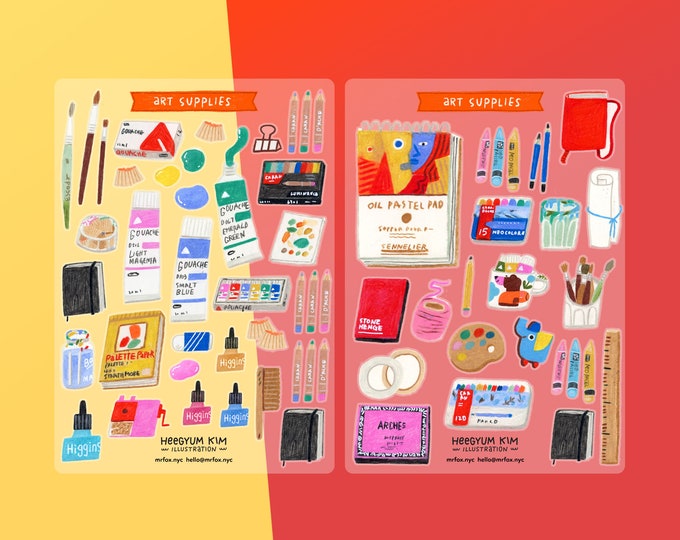 My Favorite Art Supplies Clear Sticker Sheet A6 Bullet Journal Planner ...