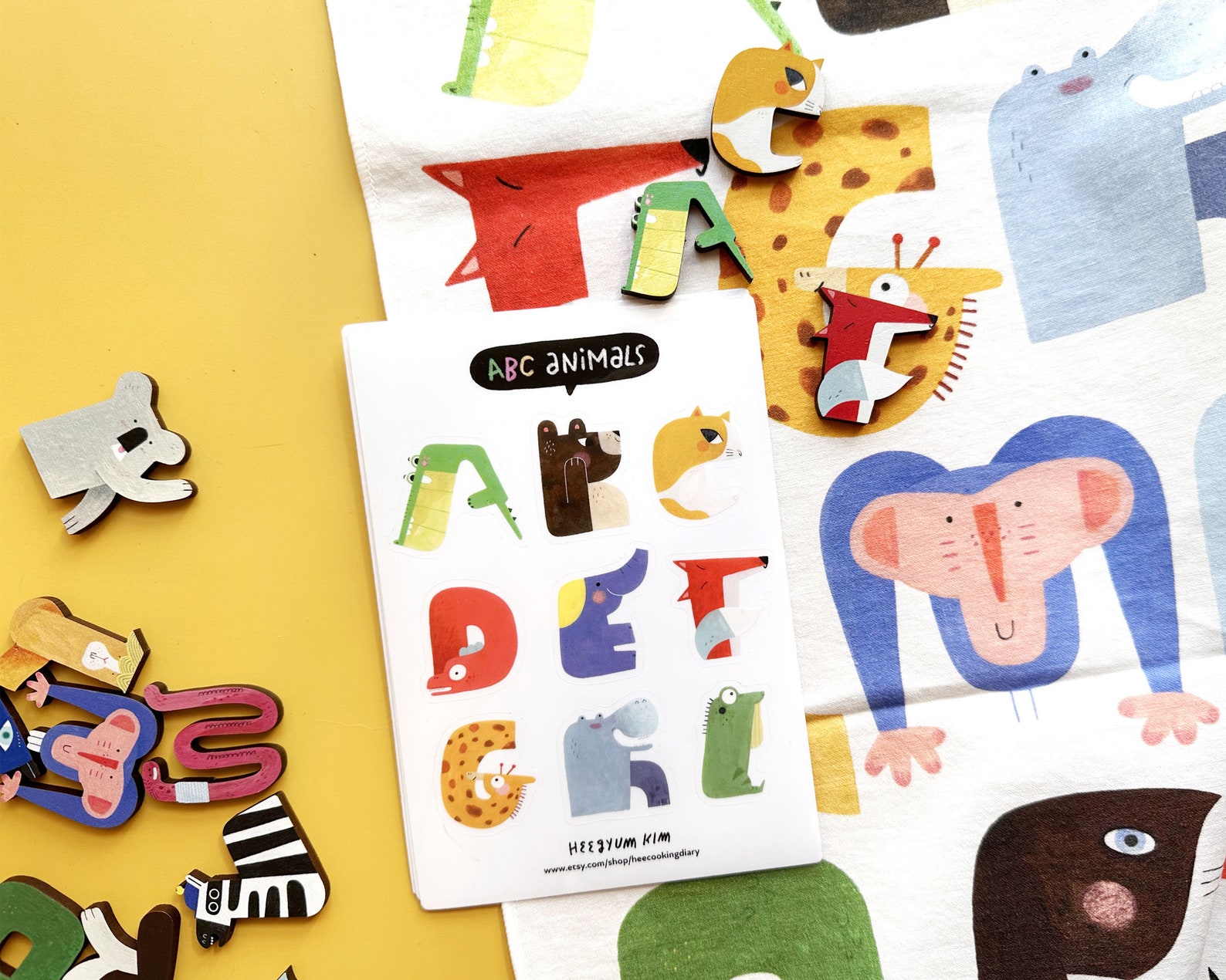 ABC Wooden Animal Pin - Etsy