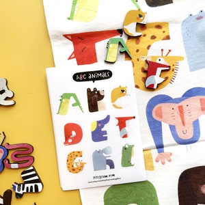 ABC Wooden Animal Pin - Etsy