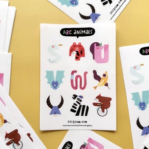 ABC Alphabet Animal Transparent Sticker Sheet A6 Planner, Bullet ...