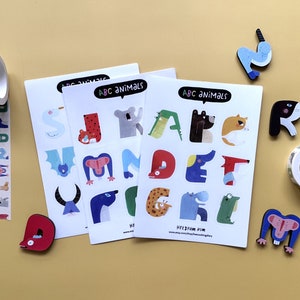 ABC Alphabet Animal Transparent Sticker Sheet A6 Planner, Bullet ...